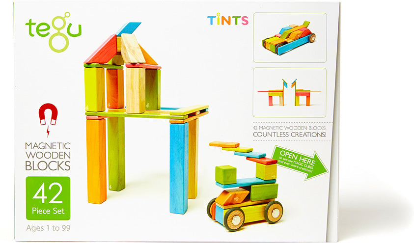 Tegu Tints Magnetic Wooden Blocks 42 Piece Set – Fun Stuff Toys